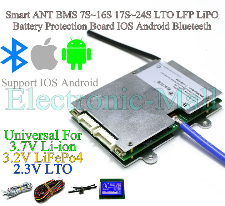 7S~16S 17S~24S Smart ANT BMS Bluetooth Lifepo4 Li-ion LTO Battery BMS ...