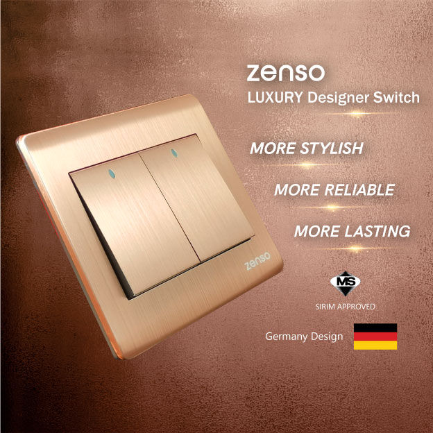 Zenso - Metallo Series 2 Gang 1 Way Switch - Aluminium Gold | Lazada