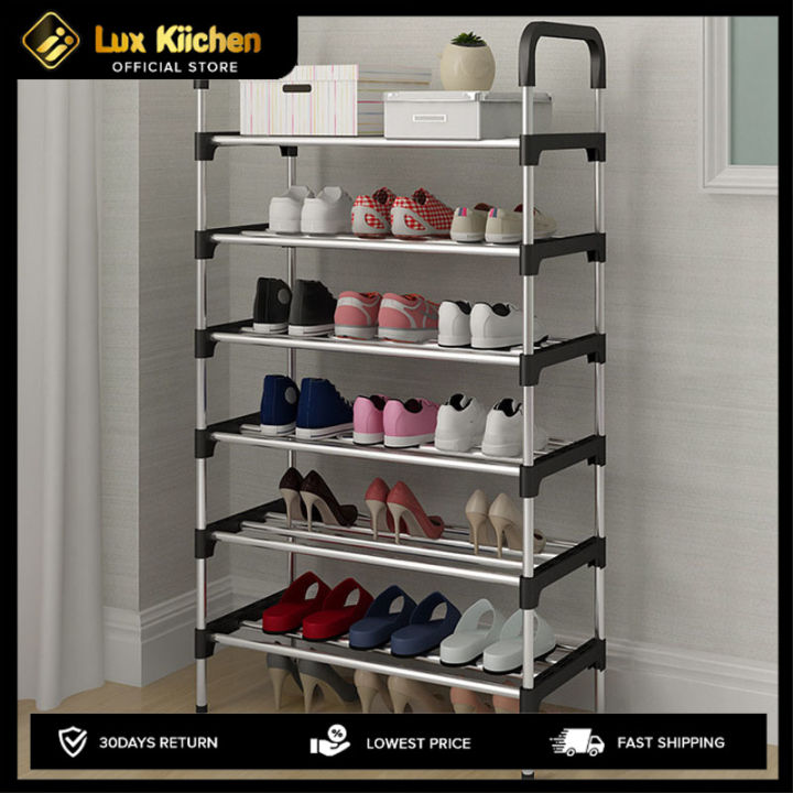 Lux Kiichen 6 Layer shoe rack Tier Colored stainless steel Stackable ...