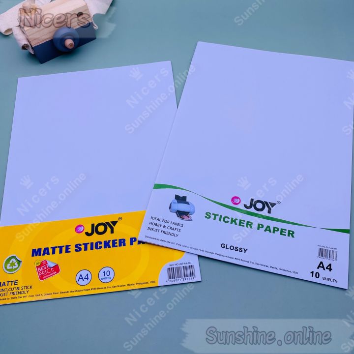 Joy 10sheets Matte / Glossy Sticker Paper A4 Printable | Lazada PH