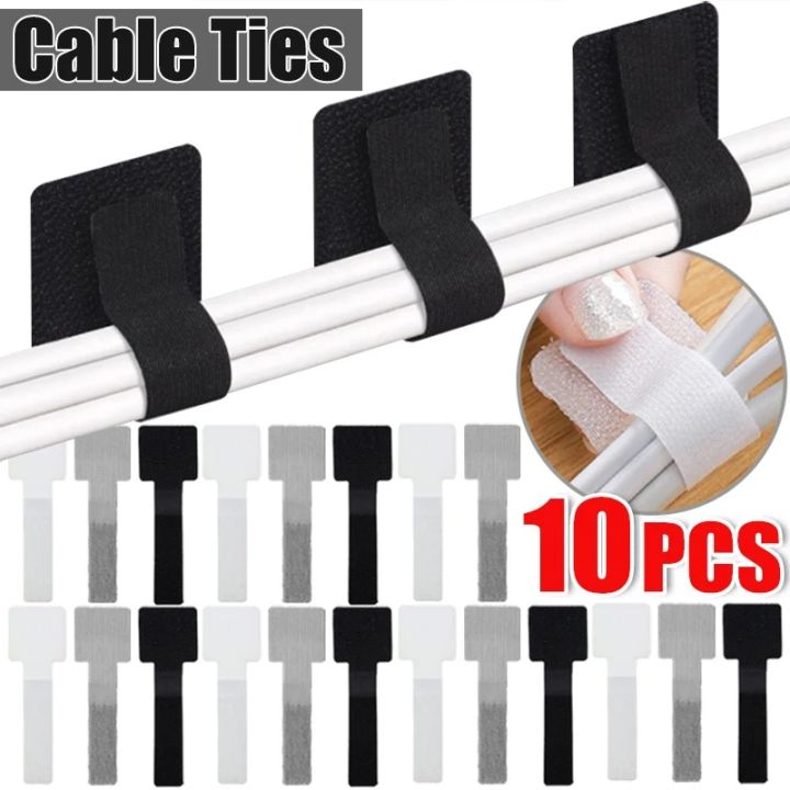 10Pcs Household Self-adhesive Cable Organizer Ties Reusable Data Cord ...