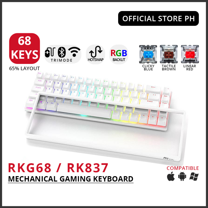 RK ROYAL KLUDGE RK G68 RK68 2.4Ghz Wireless/Bluetooth/Wired 65% ...