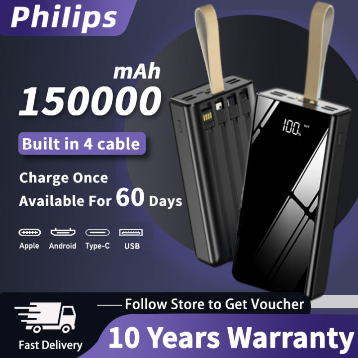 Philips Powerbank Original 150000mah 50000mah With 4 Cables Fast ...