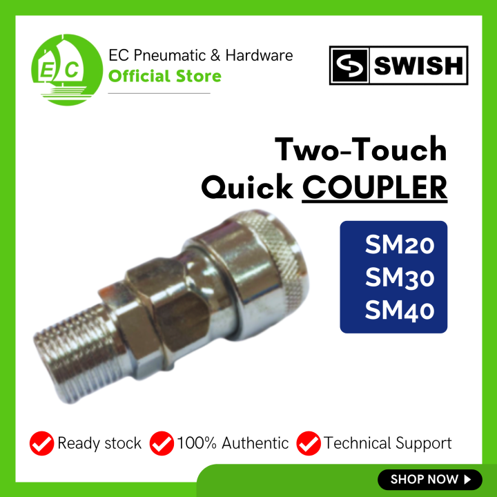 SM20, SM30, SM40 SWISH Two Touch Quick Coupler Pneumatic Air Compressor ...