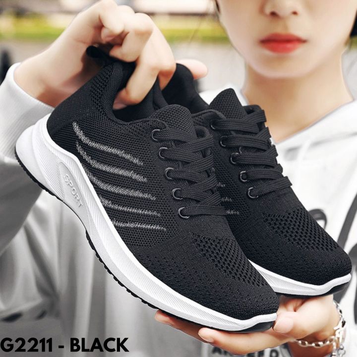 SEPATU SNEAKERS WANITA BERTALI MOTIF LIST KEREN BAHAN CANVAS MESH ...