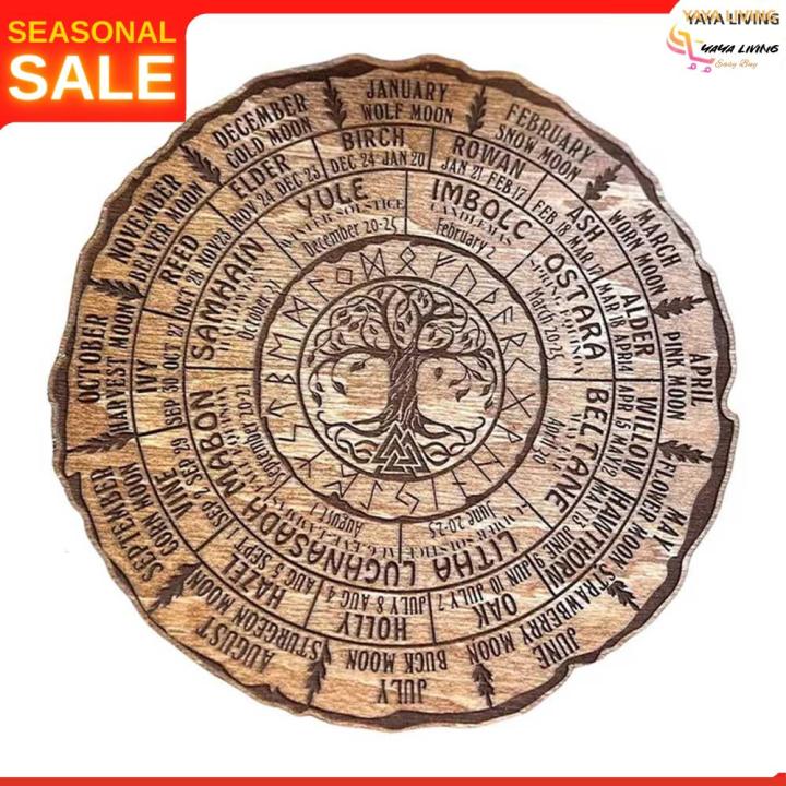 20CM Wheel Of The Year Calendars Celtic Tree Calendar Witchcraft Wicca Round Calendar Decorative ...