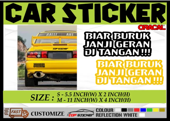 BIAR BURUK JANJI GERAN DI TANGAN CAR STICKER AKSESORI KERETA STICKERS ...