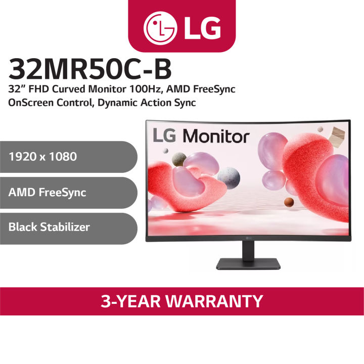 LG 32MR50C-B 32" FHD Curved Monitor 100Hz, AMD FreeSync, OnScreen ...