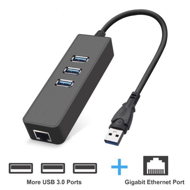 USB To RJ45 3 Port USB 3.0 Hub Gigabit Ethernet Network Adapter ...