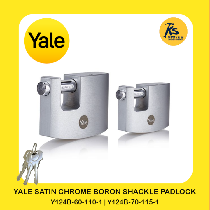 YALE Satin Chrome Boron Shackle Padlock ( Y124B-60-110-1 | Y124B-70-115 ...