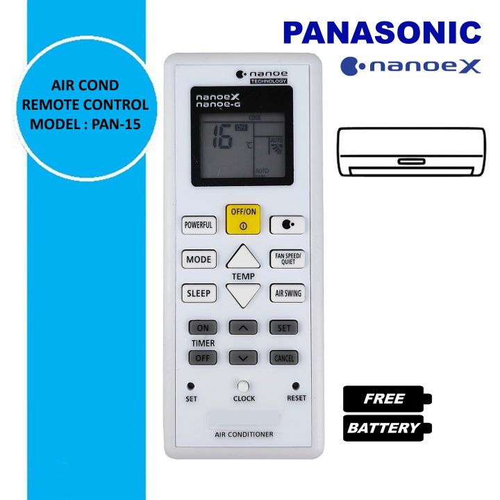 Panasonic Air Cond Aircond Air Conditioner Nanoe Remote Control PAN-15 ...