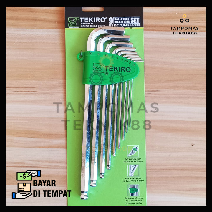 Kunci L TEKIRO Set Panjang 9pcs Tekiro Ballpoint Hex Key Long | Lazada ...