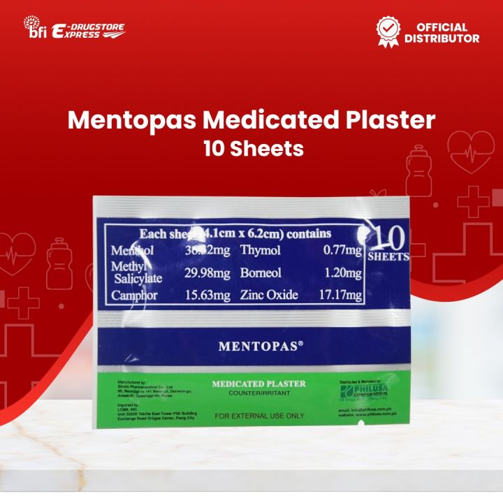 Mentopas Medicated Plaster 10 Sheets | Lazada PH