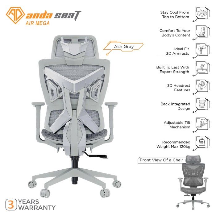 ANDASEAT X-Air Mega Ergonomic Mesh Office Chair with Armrest 3D ...