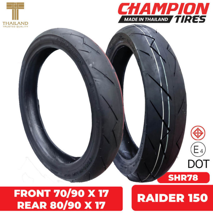Champion Tubeless Tires Set for Suzuki RAIDER 150 70/90 X 17 & 80/90 X ...