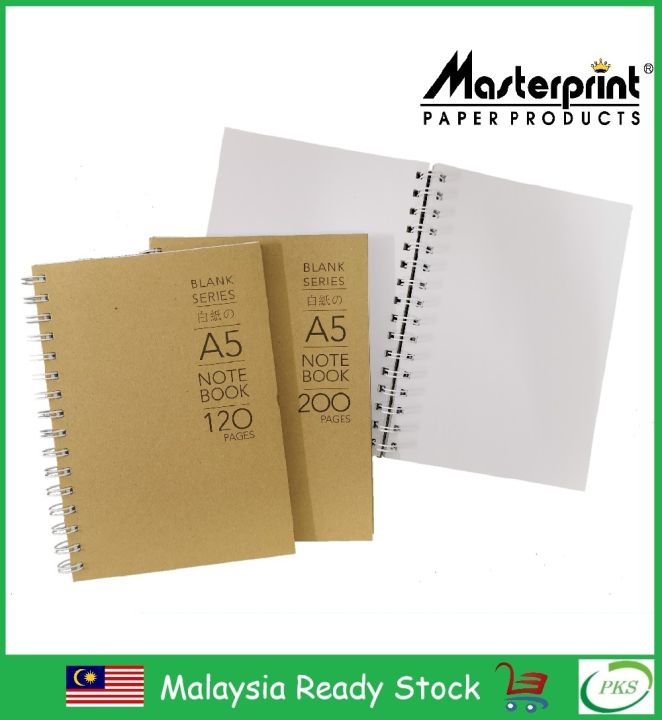 A5 Size Blank Notebook 100gsm 120/200 Pages Plain Note Book ...