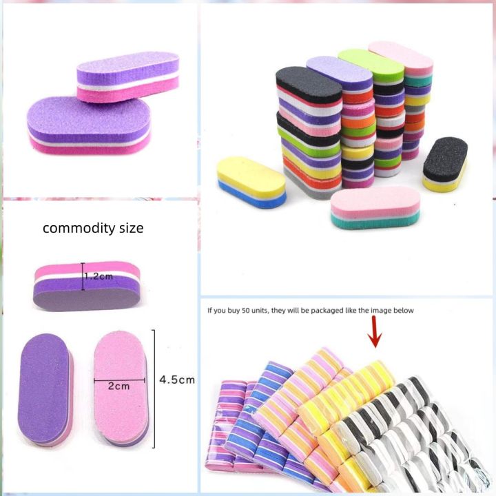 Mini Small Sponge Tofu Block Nail File Two-Side Two-Color Oval Grinding ...