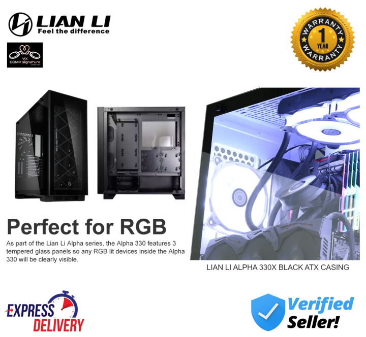 LIAN LI - ALPHA 330X Fully Tempered Glass Mid Chassis BLACK | Lazada