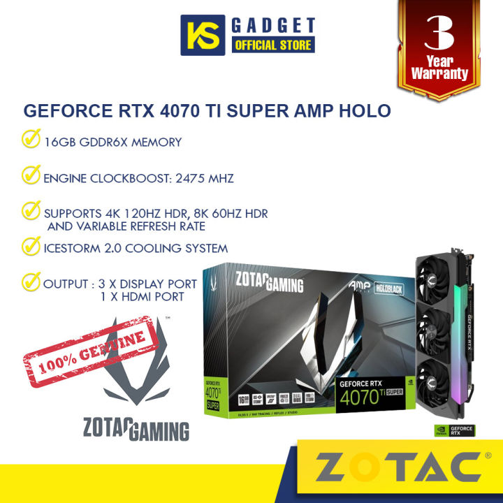 ZOTAC GAMING GeForce RTX 4070 Ti Super AMP HOLO 16GB GDDR6X Graphic ...