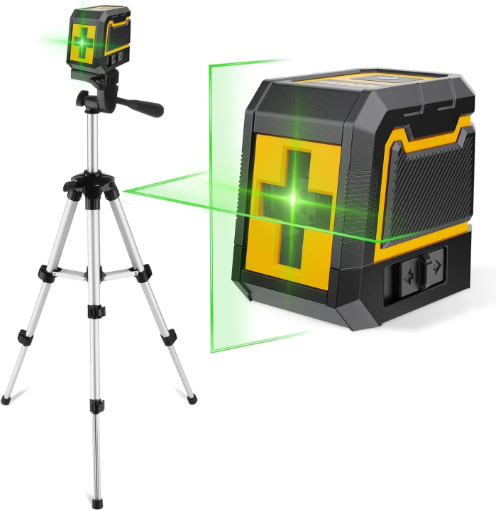 2 Line Laser level with Tripod, Self Leveling Level Green Line Cross ...