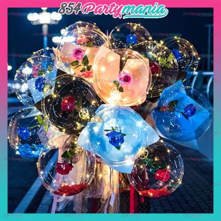 Balloon stuffing bubble balloon with Rose Bouquet LED Rose Balloon ...