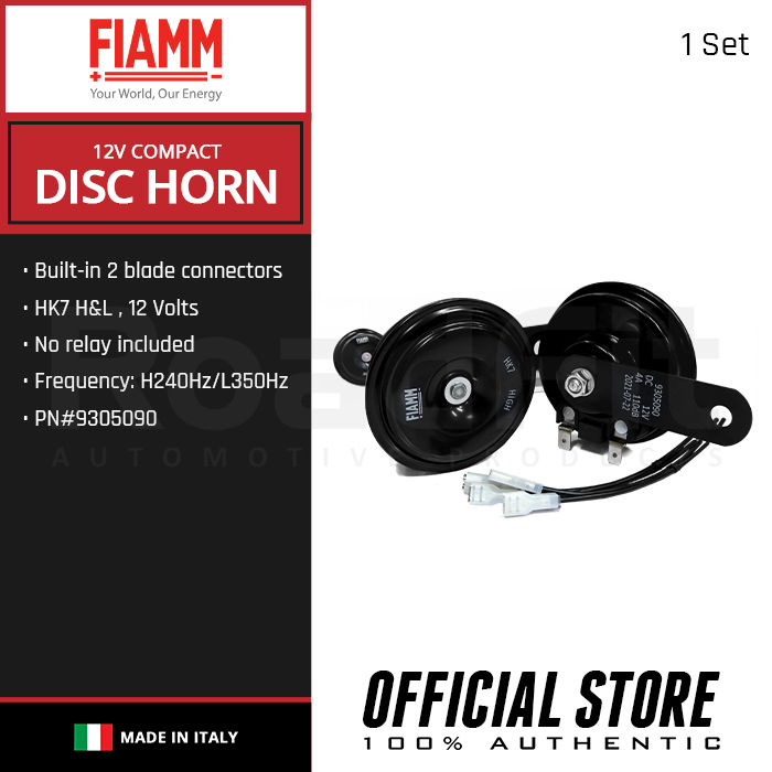 FIAMM 12V Compact Disc Horn, 1 Set, 9305090 Car and Motorcycle MC ...