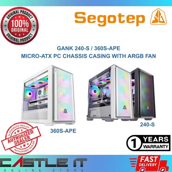 Segotep GANK 240-S / 360S-APE / Black / White Micro-ATX PC Chassis ...