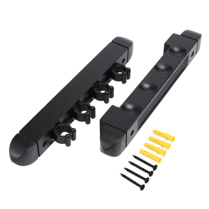 4 Holes Wall Mounted Hardwood Billiard Cue Rack Pool Cue Rack 6 Clips ...