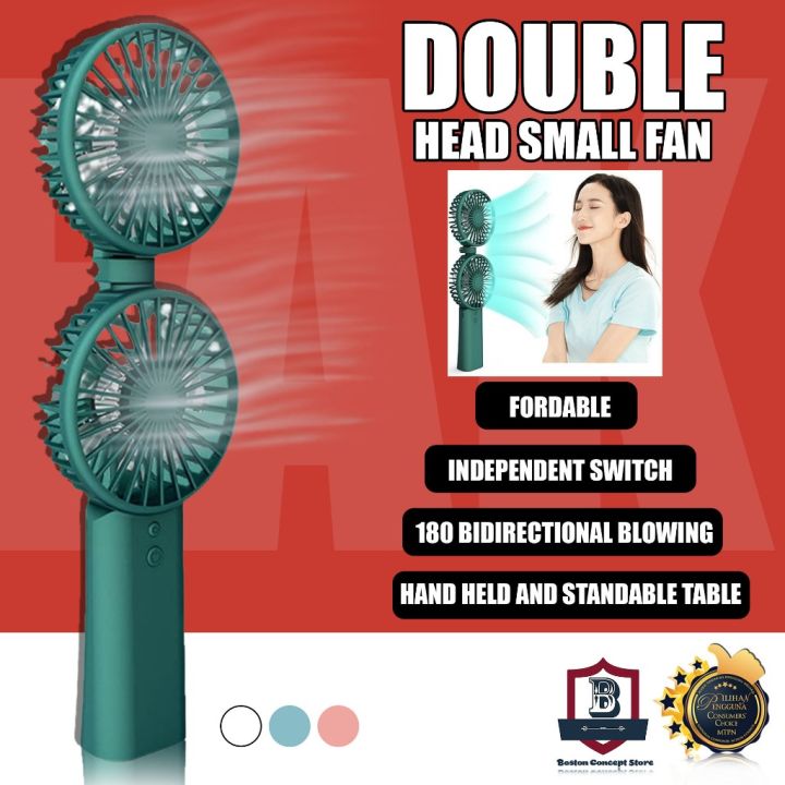 USB Handheld Double Fan Portable Rechargeable Mini Electric Fan Home ...