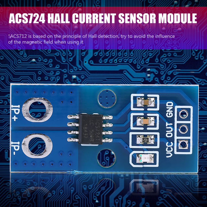 ACS724 Hall Current Sensor Electronic Module DC 5V Single Voltage Work Detection Board Linear ...