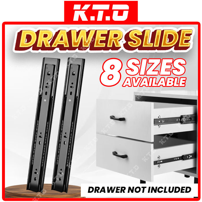 1Pair / Set Heavy Duty Silence 3 Layer Full Extension Drawer Roller ...
