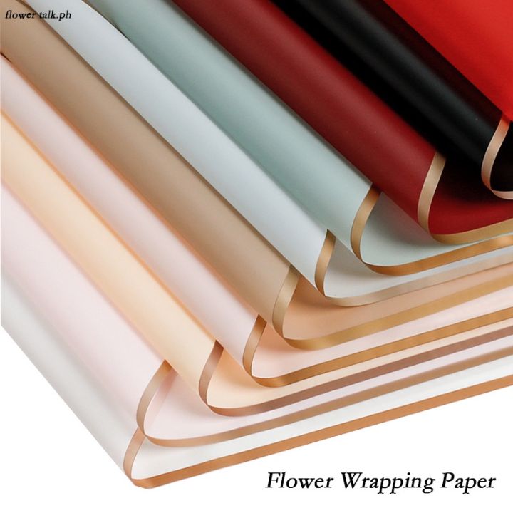 20PCS / 10PCS Flower Wrapper Paper Gold Border Jelly Type Packaging ...