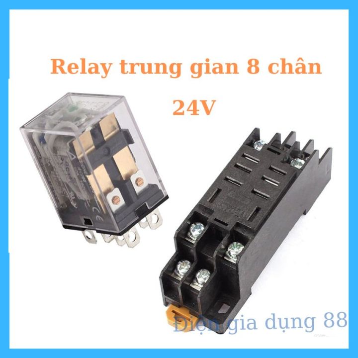 Rơ Le Trung Gian Relay Kiếng Omron 24v 10a Role 8 Chân To Có đế