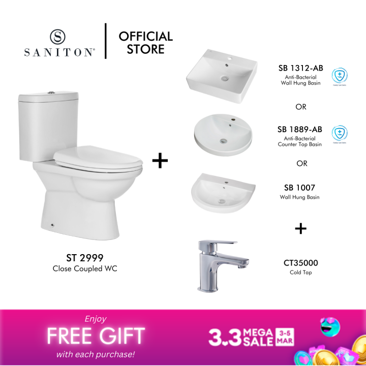 SANITON BEST TOILET COMBO BUNDLE DEAL C (Indica Close Coupled Toilet ...