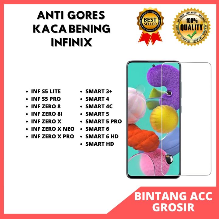 TEMPERED GLASS KACA BENING INFINX S5 LITE- S5 PRO- ZERO 8 - ZERO 8I ...