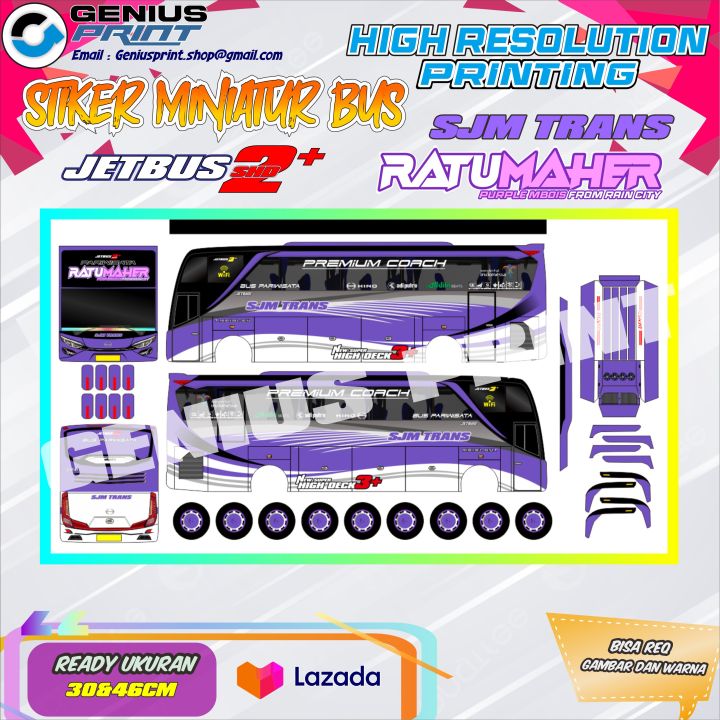 Stiker A3 Miniatur Bus Jetbus 2+ Livery SJM TRANS | Lazada Indonesia