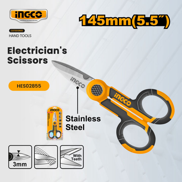INGCO 5.5" Electrician's Scissors 145mm Heavy Duty HES02855 IHT | Lazada PH