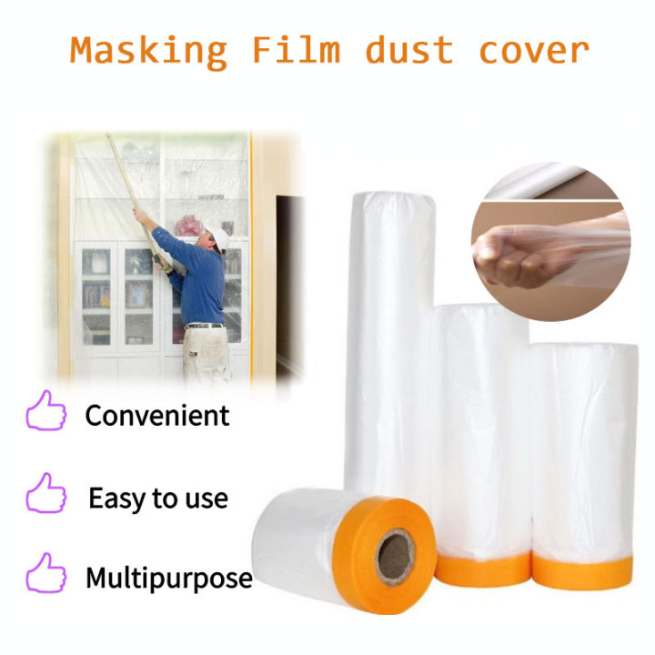 Masking Film with Tape Painting Protection Covering for Plastic Drop ...