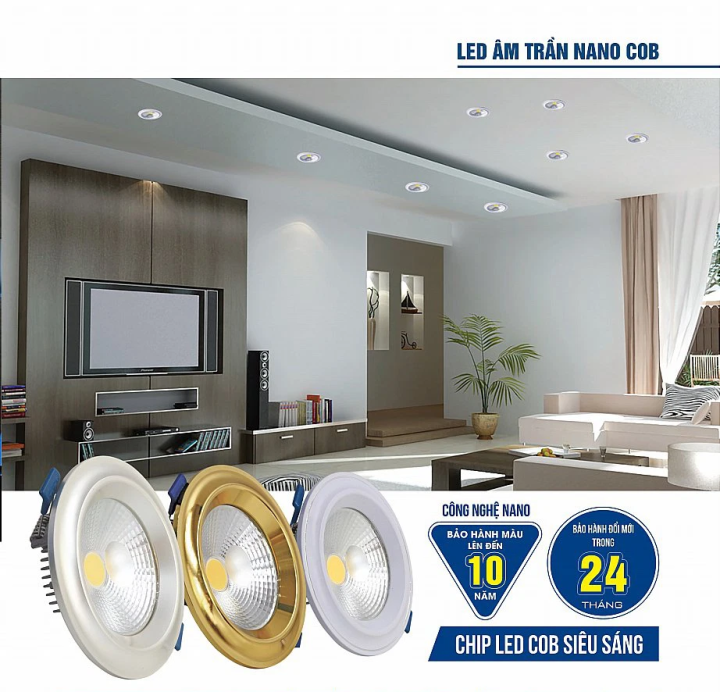 Den am tran, Các loại đèn trần, Đèn led âm trần nano COB - sang trọng ...