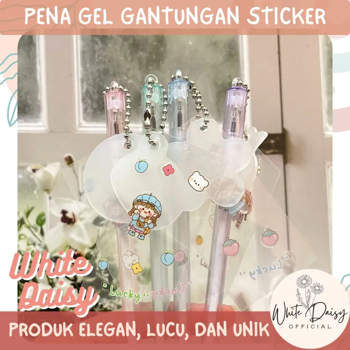 Pena gel Gantungan Sticker akrilik premium pen pulpen satuan lusinan ...