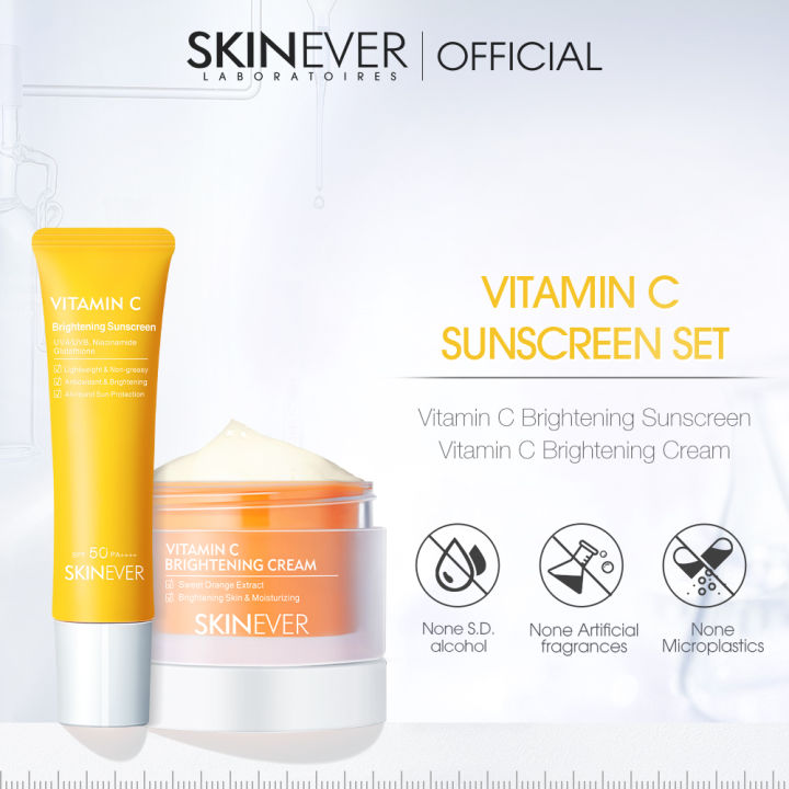 SKINEVER 2 In 1 Bundle VC Moisturizer + Sunscreen Brightening Whitening ...