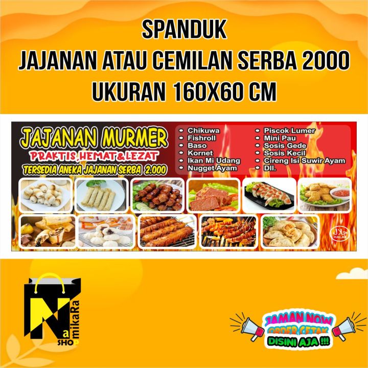 Spanduk Banner Backdrop Jajanan serba 2000 frozen food / Banner Jajanan ...