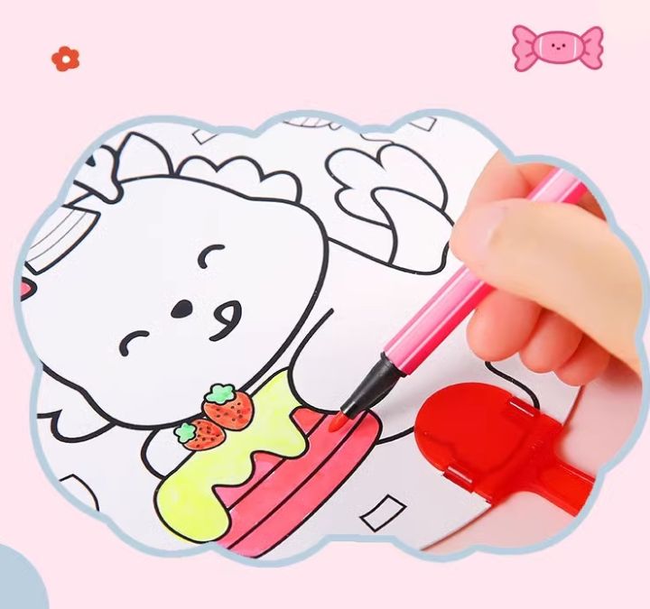 🌈DIY Colouring Fan Set With Markers Kids Birthday Gifts Art & Craft(1 ...