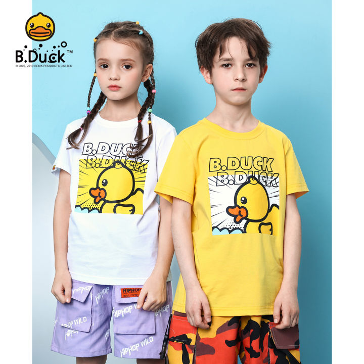 B.Duckเสื้อยืดเสื้อยืดคอกลมเป็ดสำหรับเด็กเสื้อเสื้อแขนสั้นฤดูร้อนผ้า ...