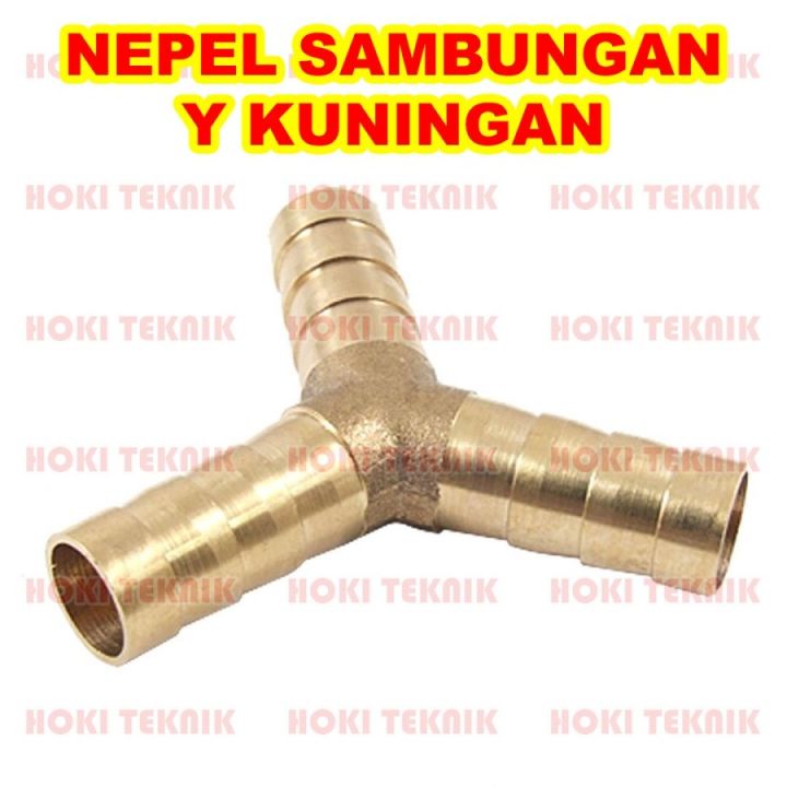 Nepel y Sambungan Y Kuningan Cabang 3 Selang Angin Gas 8mm | Lazada ...