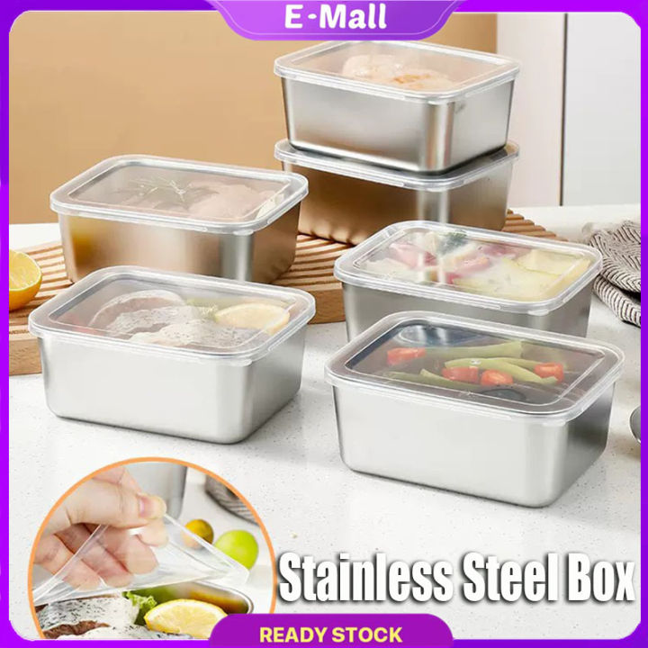 With Lid Stainless Steel Organizer Crisper Fresh-Keeping Box Bekas ...