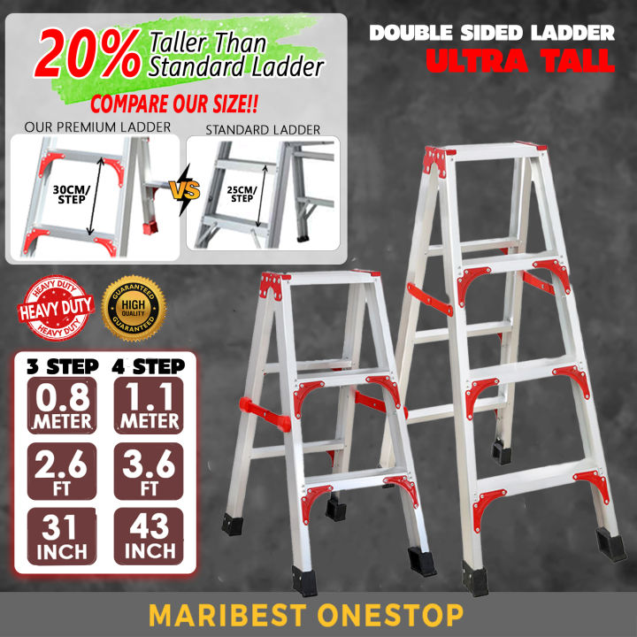 3/4 Step Ladderman Extra Tall Aluminium Double Sided Ladder Multi ...