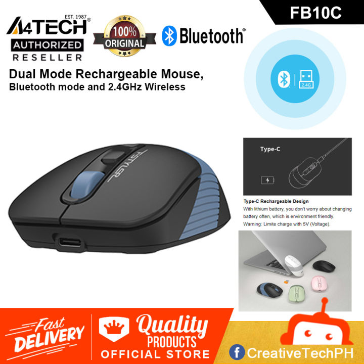 ASH BLUE A4TECH FB10C Rechargeable Dual Mode (USB Wireless & Bluetooth ...