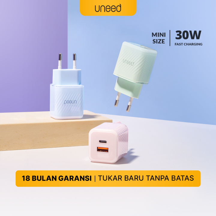 UNEED GlazePlug Mini Wall Charger Dual Port 30W PPS PD QC - UCH432 | Lazada Indonesia