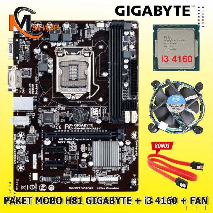Paket Mainboard Mobo Intel H81 LGA 1150 DDR3 + Processor Core i3 4160 + Fan | Lazada Indonesia